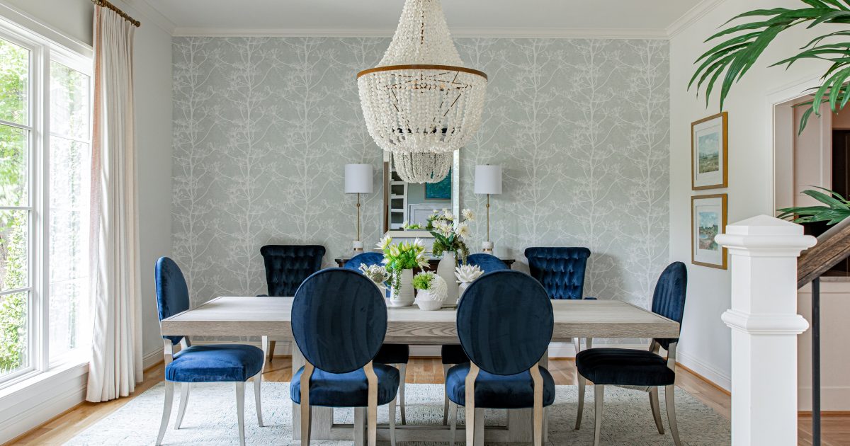 Organic-inspired Formal Dining Room designed by ML Interiors Group